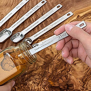 Hudson Essentials Stainless Steel Measuring Spoons Set for Dry or Liquid - Fits in Spice Jars - Set of 7