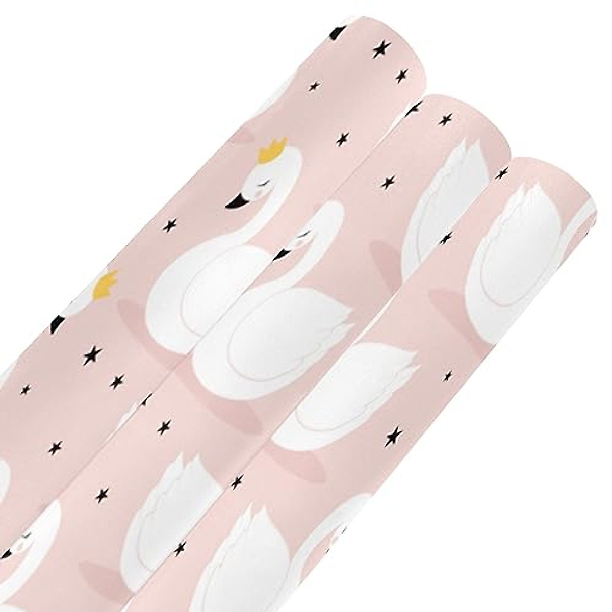 Veundei 3 Pack Gift Wrapping Paper Bundle Beautiful Swan Princess Wrapping Paper Roll Packing Paper Gift Wrap for Birthdays, Weddings, Party, Holiday, Baby Shower, 58 x22.8 Inch (9.18.sq.ft) per Roll
