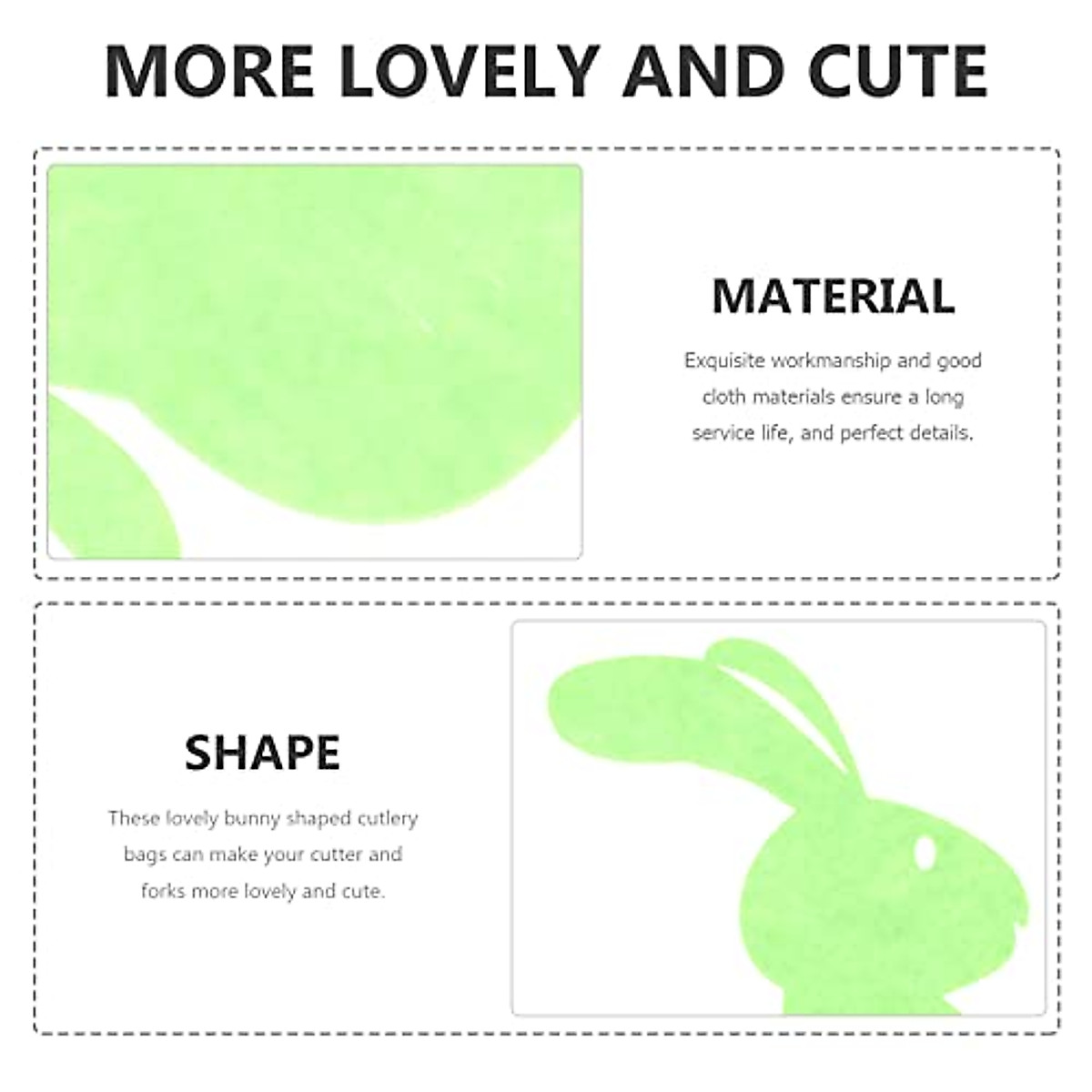 ABOOFAN 8pcs Easter Bunny Utensil Cutlery Holder Pouch Bags Rabbit Silverware Sleeve Fork Spoon Pocket Easter Table Decoration for Holiday Spring Easter Party Light Green