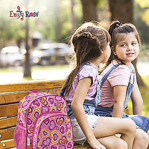 Emily Rose 12.5-Inch Back Pack Girls | Toddler Bag Perfect for Preschool and Travel | Features Padded Back and Adjustable Straps | BONUS: Includes matching notebook and 2 pencils! (Playful Hearts)