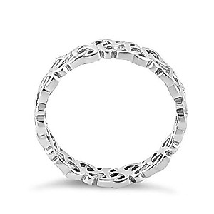 Heartbeat Sterling Silver Interlocking Infinite Trinity Celtic Knots Eternity Ring - (Size 3-12) (sterling-silver Triquetra Design, 10)