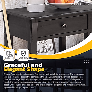 Venera Console Tables for Entryway - Solid Wood Espresso 58” Console Table with Storage - Small Entryway Table & Two Drawers for Living Room - Environmental-Friendly Behind Couch Table Skinny