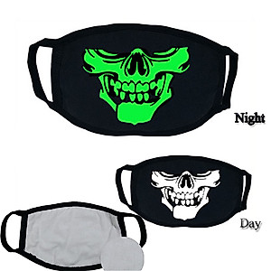BOMJJOR Fingerless Skeleton Gloves and Skull Mask for Men Women Glow in Dark Facemask Riding Knit Gloves Face Mask Glove Set (Glove and Mask)