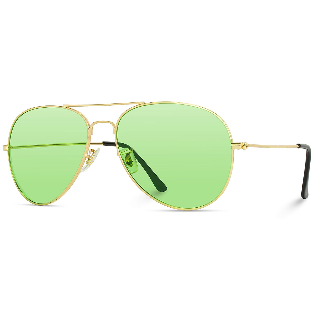 WearMe Pro Classic Aviator Style Metal Frame Sunglasses (Gold Frame/Green Tinted Lens, 59)