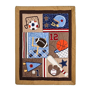 2 PCs Brown Sports Themed Nursery Crib Bedding Set Quilt Fitted Sheet American Ruby Baseball Sports Baby Boy Cot Bedding Set