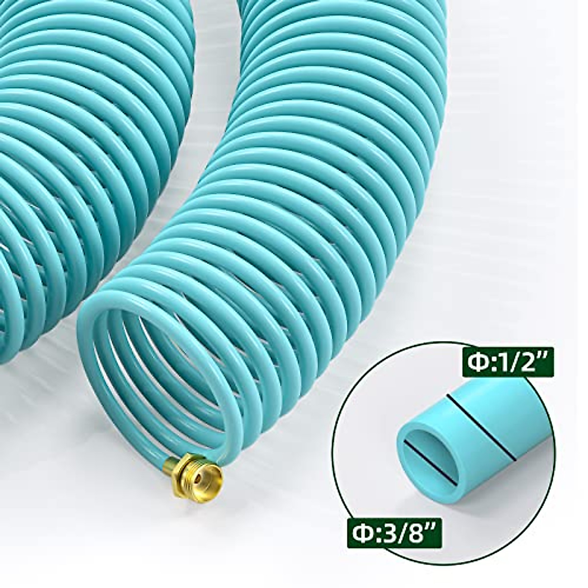 SPECILITE Garden Hose 50 FT, Flexible Water Hose with Nozzle, Collapsible Coiled Hoses Pipe for Boat, Outdoor, Lightweight and No Kink