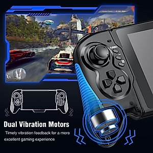 Switch Controller for Switch/Switch OLED, Rechargeable Plug-in Switch Controller, One Piece Ergonomic Grip Switch Controller for Handheld Mode with Turbo,Dual Vibration,6-Axis Motion Control,Red-Blue