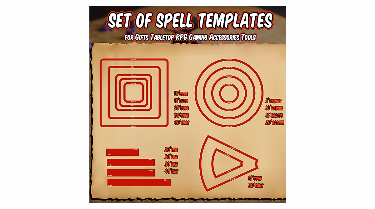 Sintuff 15 Pcs Spell AOE Damage Template Red Translucent Acrylic Area ...