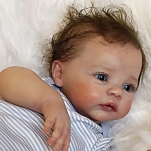 RXDOLL Vivid Reborn Baby Dolls Silicone Vinyl Full Body Boy Newborn That Look Real Anatomically Correct Realistic Baby Dolls with Blue Eyes Weighted Boy Baby Doll for Kids Age 3 +, 19 Inch