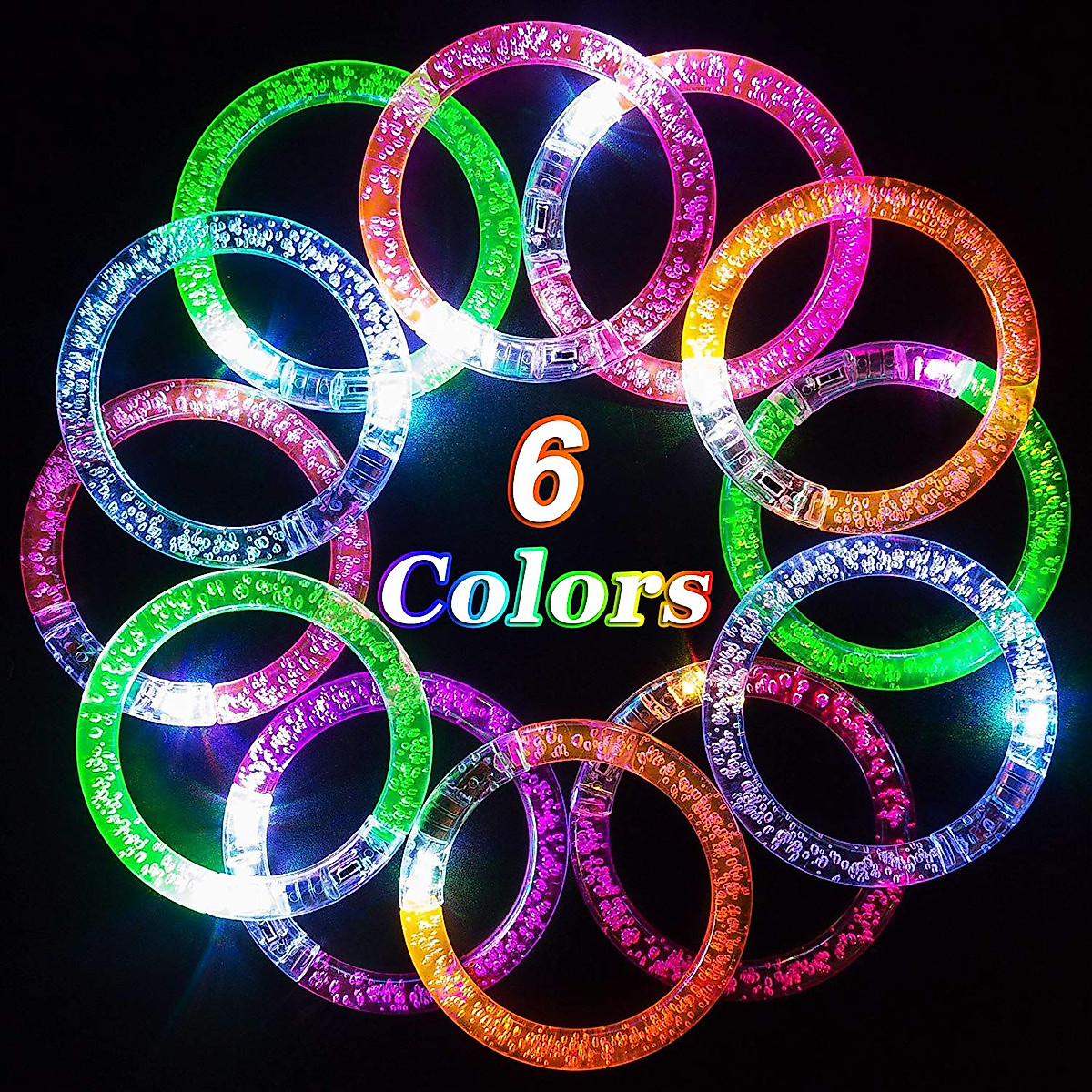 24 Pack Patriotic Glow In The Dark LED Bracelets Memorial Day Party Favors for Kids Adult Party Supplies Flashing Light Up Bracelet Glow Sticks Party Toys 4th of July Accessories Birthday Games Gifts