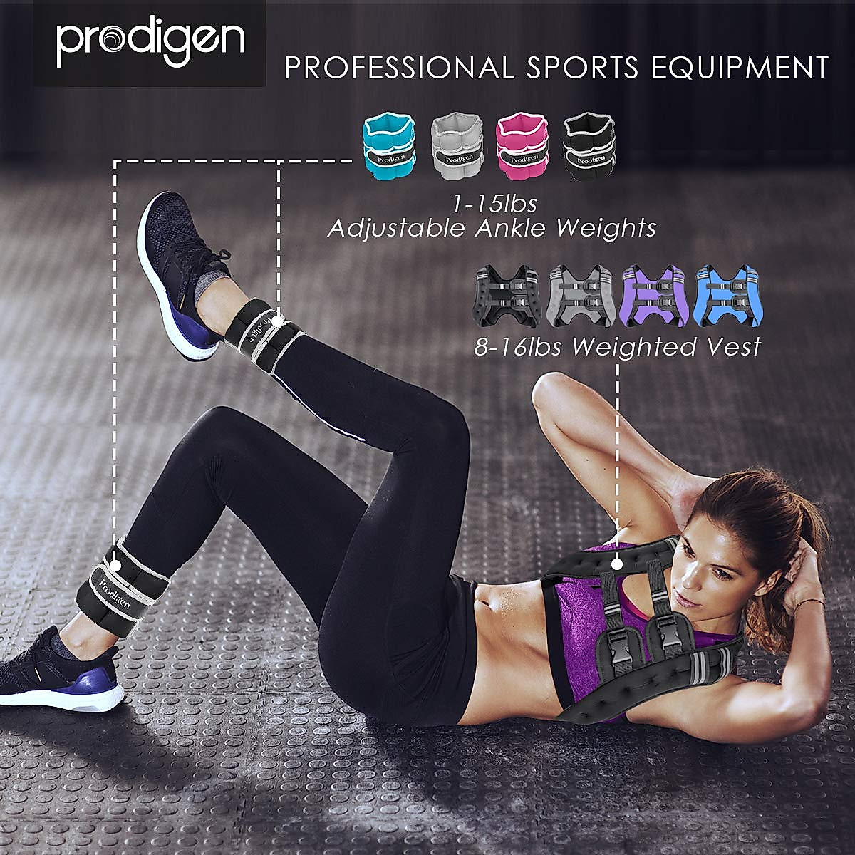 Prodigen Weighted Vest for Women and Men 12 Lbs with Reflective Stripe and Double Adjustable Buckle Straps Weight Vests for Strength Training, Jogging, Cardio, Weight Loss, Muscle Building, Purple