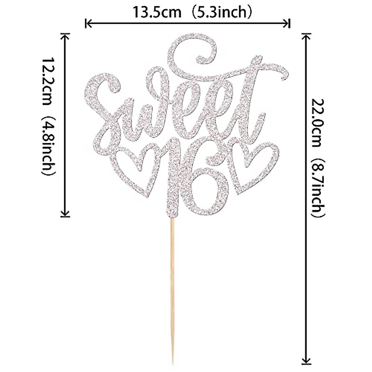 1 Pack Sweet Teenager 16 Cake Topper Glitter 16th Birthday Cake Pick for Cheers to 16 Years Old 16th Birthday Party Cake Decorations Supplies Sliver