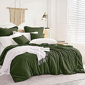 California King Comforter, 3pc Aesthetic Modern Bedding Set Cal King Size, All Season Lightweight Cali King Microfiber Down Alternative Comforter with 2 Pillow Shams for Women Men, Dark Olive Green