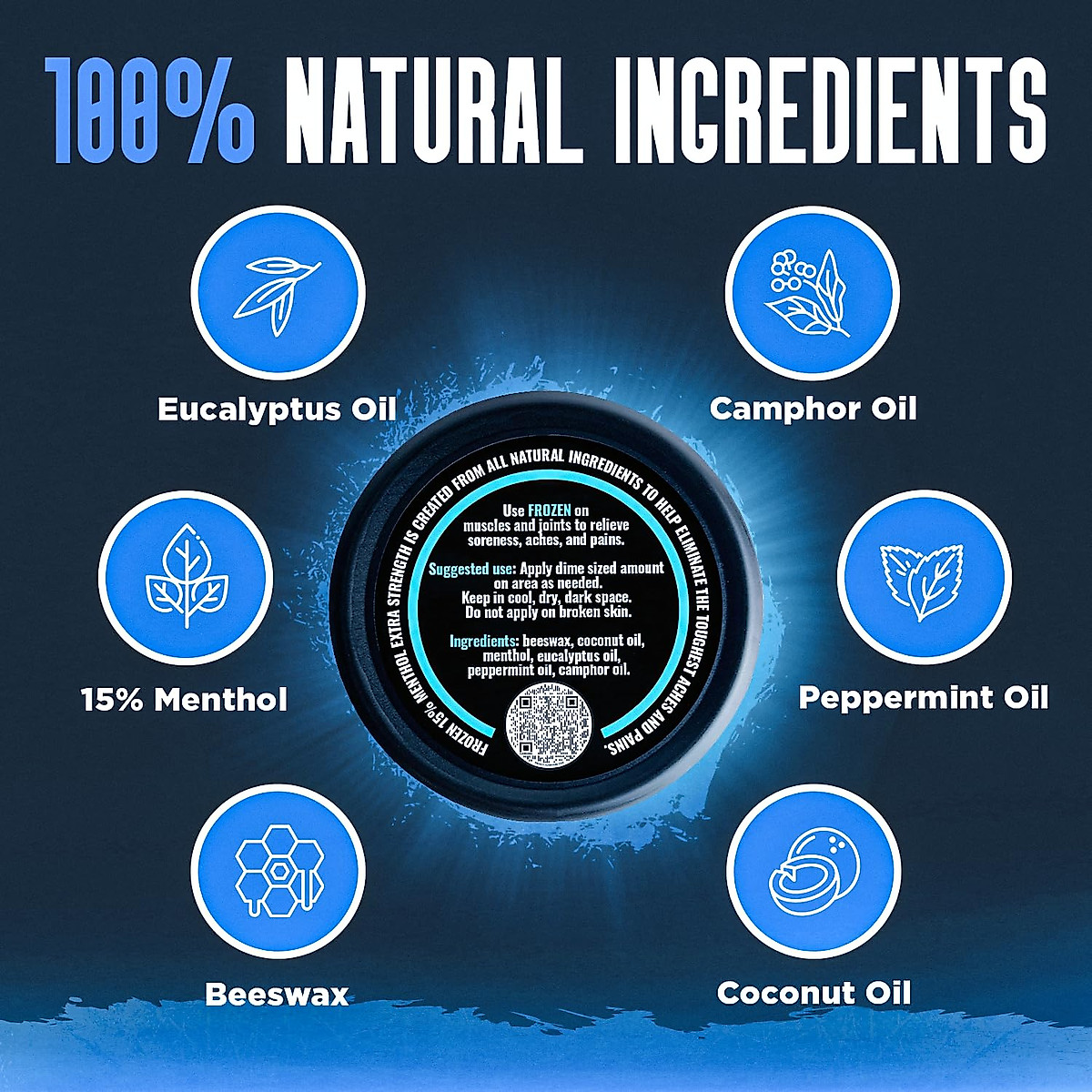 Zenbody Frozen Joint & Muscle Rub - 15% Menthol for Muscle & Joints, Extra Strength Formula, 100% Natural Ingredients, Travel-Friendly, Quick & Easy to Apply, Handcrafted in the USA - 2 Oz