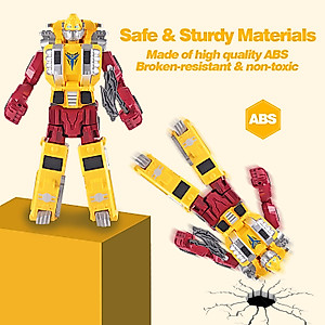 Cars Robot Transform Toys for 3 4 5 6 7 Year Boys Kids, Action Figure Rescue Bots, Magnetic Assembly STEM Educational Building Vehicles Trucks, Holiday Birthday Gift for Toddler Girls (Yellow)