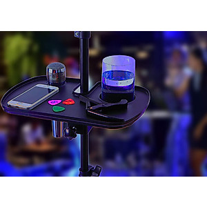 Auhafaly Plastic Microphone Stand Tray Stage Concert Performance Vocal Guitar Accessory with Drink Holder and Microphone Holder (Deluxe)