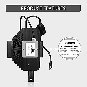 VIVOHOME 4 Inch 203 CFM Round Exhaust Inline Duct Fan with Speed Controller and Leather Sheath