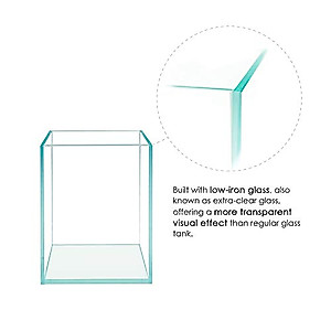 HIRO Aquatics Nano Tall Rimless Aquarium, Low Iron Glass Framless Tank, Betta Fish Tank, White Leveling Mat Included (5 Gallon- 25X25X30cm)