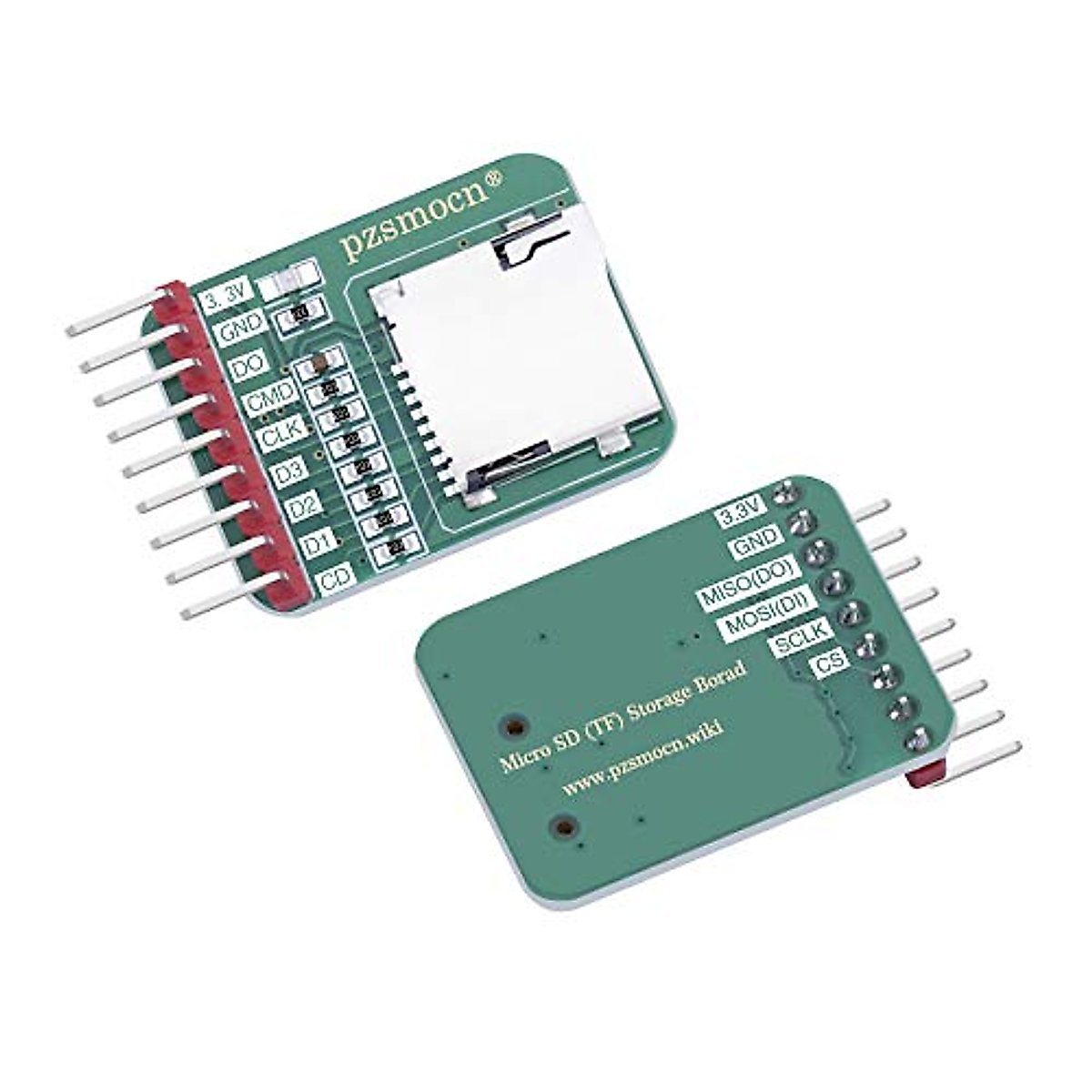 Pzsmocn Micro-SD/TF Memory Card Reader Adapter Slot Socket Module (2 Pcs) Compatible with Raspberry Pi and Arduino Board. for Smart Homes, Offices, 3D Printer and Teaching Interact with Robots.