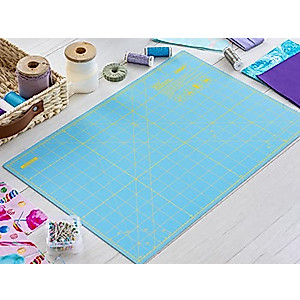 OLFA 12" x 18" Self Healing Rotary Cutting Mat (RM-CG/AQA) - Double Sided 12x18 Inch Cutting Mat with Grid for Fabric, Sewing, Quilting, & Crafts, Designed for Use with Rotary Cutters (Aqua)