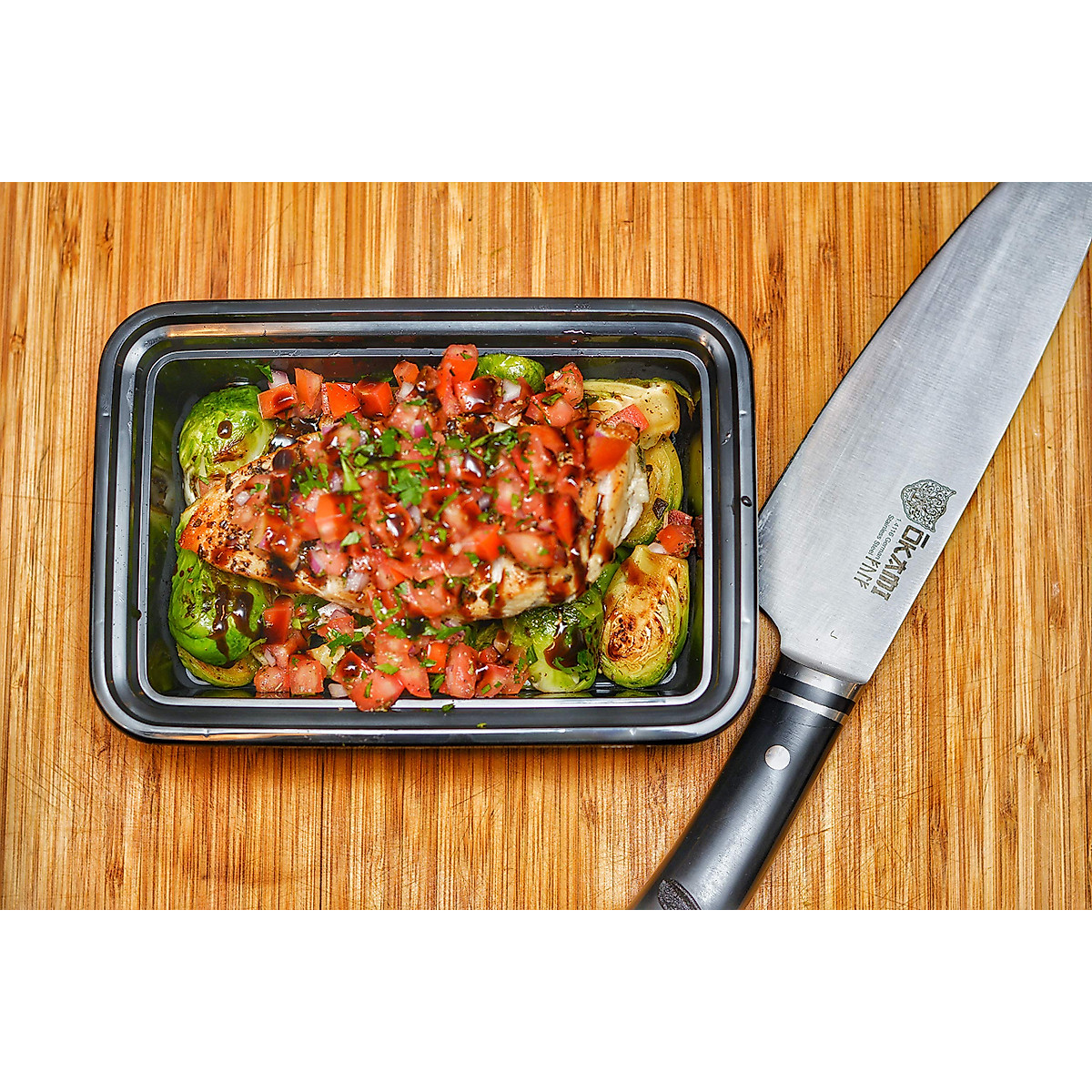 OKAMI Chef's Knife 8 Inch - Asgard Series - Professional German Stainless Steel - Extra Sharp - Full Tang - Mirror Polished - with Edge Guard - Black