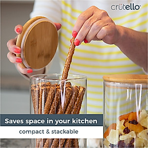 Glass Food Storage Containers with Bamboo Lids, 2 Pack - 66 oz Airtight Clear Kitchen Organization Canisters, Glass Storage Jar With Bamboo Lid