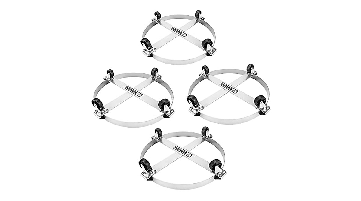 55-Gallon Drum Dolly Set of 4 - Heavy-Duty Steel Dolly Pack with Cross ...