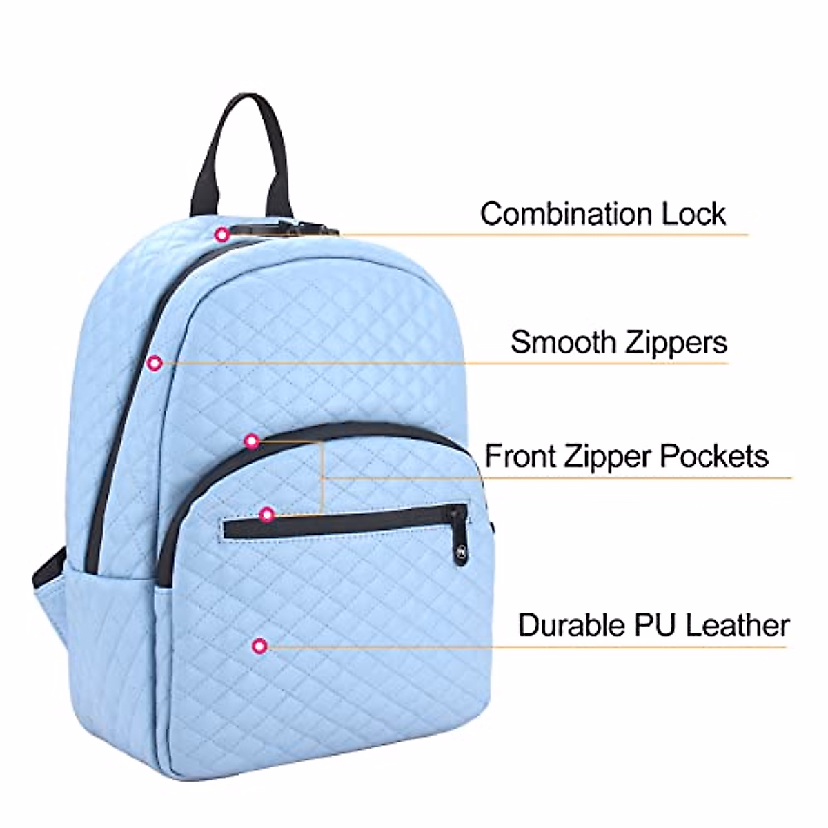 FIREDOG Travel Backpack Purse, Blue Mini Backpack Fashion Casual Small Backpack for Women with Lock