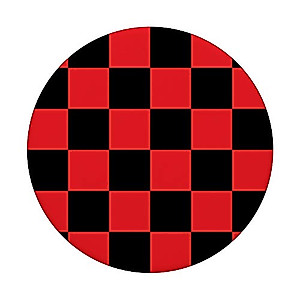Black and Red Checkered Design Checker Print for Women Men PopSockets Swappable PopGrip