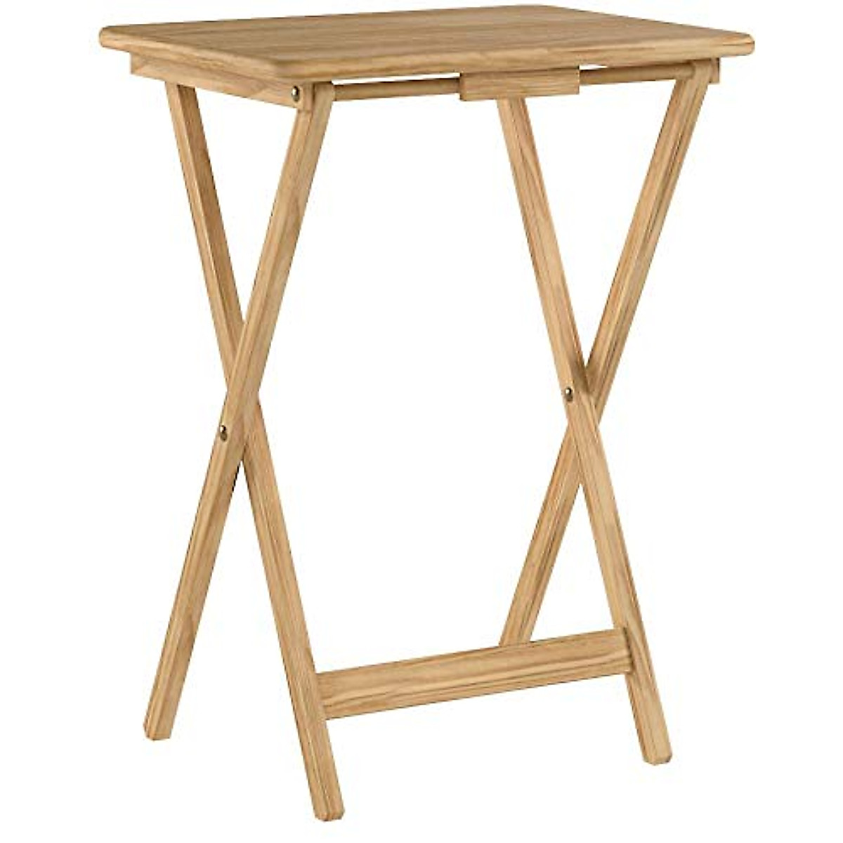 Pearington Ranchwood Folding TV Tray Table for Dining, Laptop Computer Stand, Gaming, Desk, 4-Pack, Natural Wood Finish