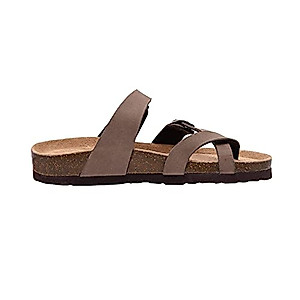 CUSHIONAIRE Women's, Luna Low Heel Slide Sandals Brown 7 M