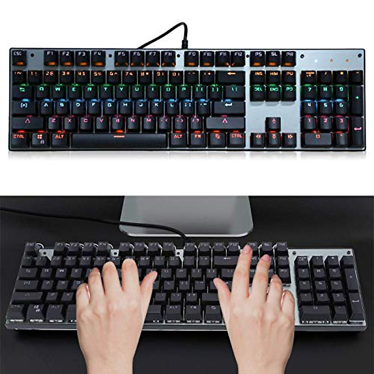 Demeras Keyboard Replacement Computer Accessory Comfortable Mechanical Keyboard Durable Rugged Stable Gaming Keyboard 04 Key Keyboard for Laptop for PC for Gaming