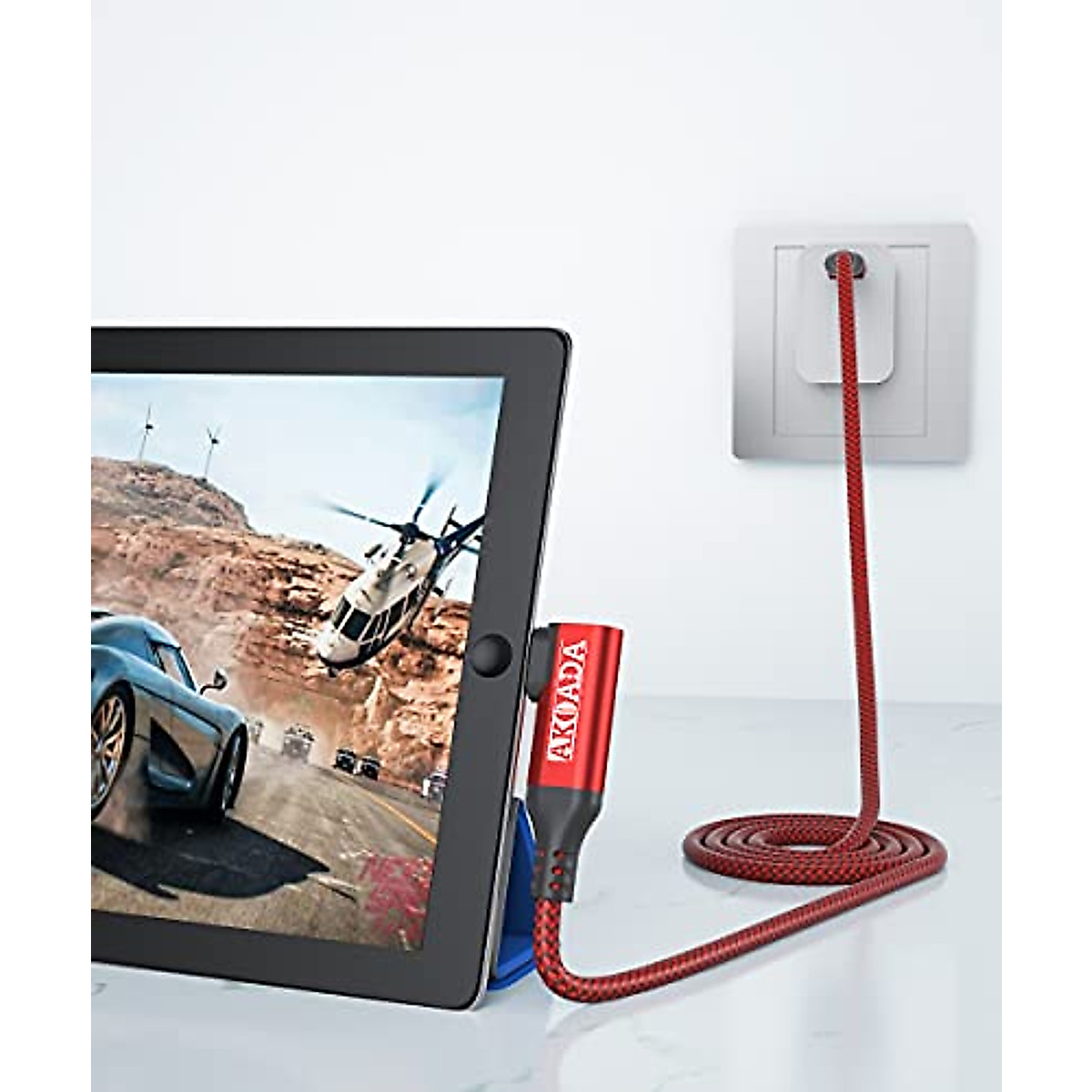 2 Pack Right Angle USB C to USB C Cable (6.6ft,60W), Type C 90 Degree Nylon Braided Fast Charging Cable for MacBook Pro,iPad Pro, Samsung Galaxy S20 Note 20,Google Pixel 4 3 XL (Red)