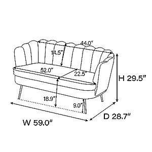 UFINEGO Curved Sofa Boucle Loveseat 59" Wide Modern Boucle Loveseat Upgrade Your Living Room with Our Curved Sofa - Featuring Gold Metal Legs and Full-Body Boucle Fabric, Ivory