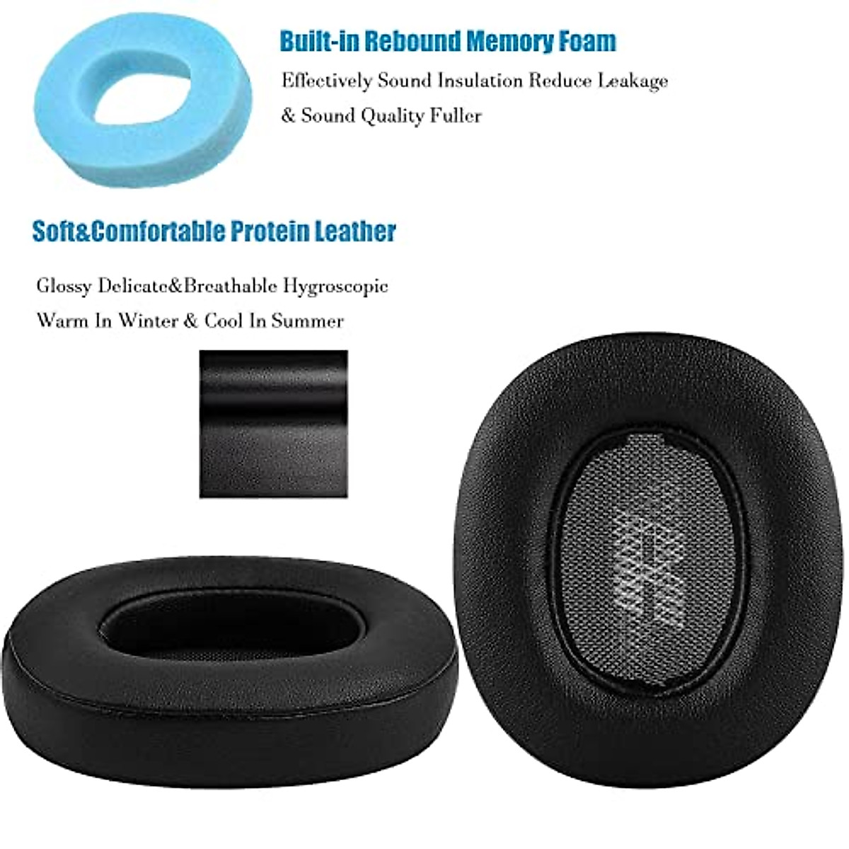 JULONGCR E55BT Earpads Replacement Ear Pads Cushion Cups Muffs Foam Pillow Parts Cover Compatible with JBL E55BT Over-Ear Headphones (Black)