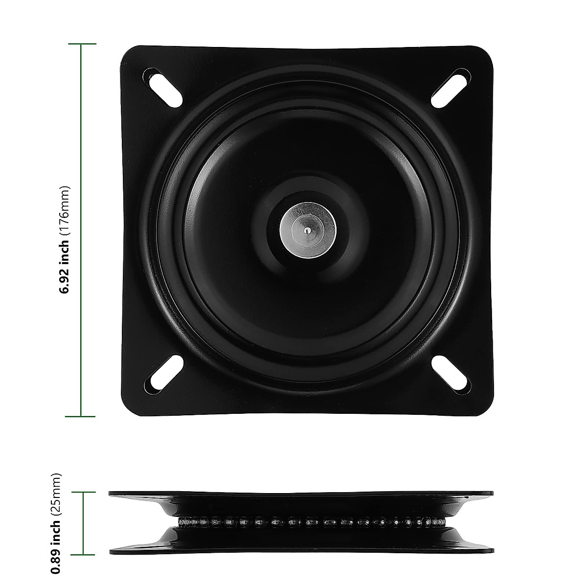 HAKZEON 4 PCS 7 Inches Bar Stool Swivel Plate, Square Heavy Duty Swivel Stool Replacement 360° Rotation Seat Swivel Base Mount Plate for Bar Stool, Home, Office, Black