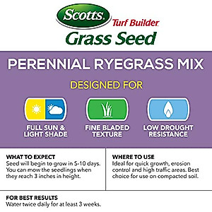 Scotts Turf Builder Grass Seed Perennial Ryegrass Mix Repairs Bare Spots, Ideal for High Traffic and Erosion Control, 7 lbs.