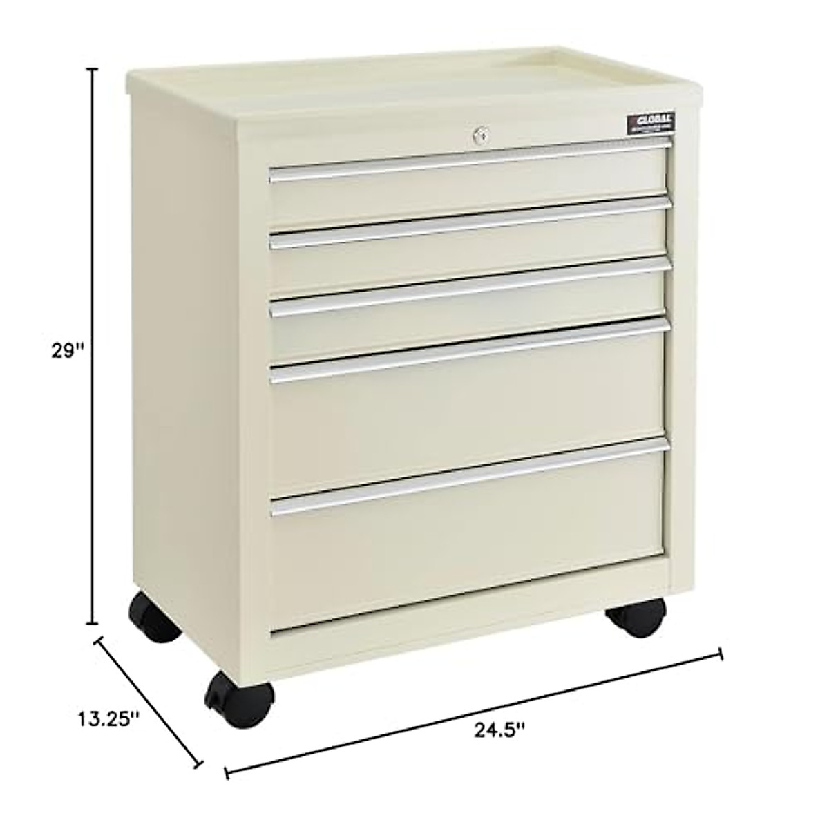 Global Industrial Medical Bedside Cart, 5-Drawer, Key Lock, Beige, 24-1/2"L x 13-1/4"W x 29"H