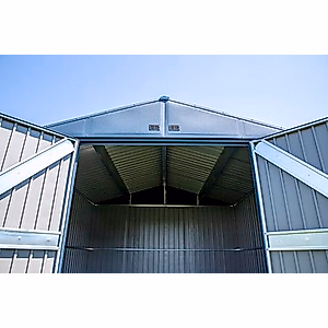 Arrow Shed Elite 14' x 16' Outdoor Lockable Gable Roof Steel Storage Shed Building, Blue Grey