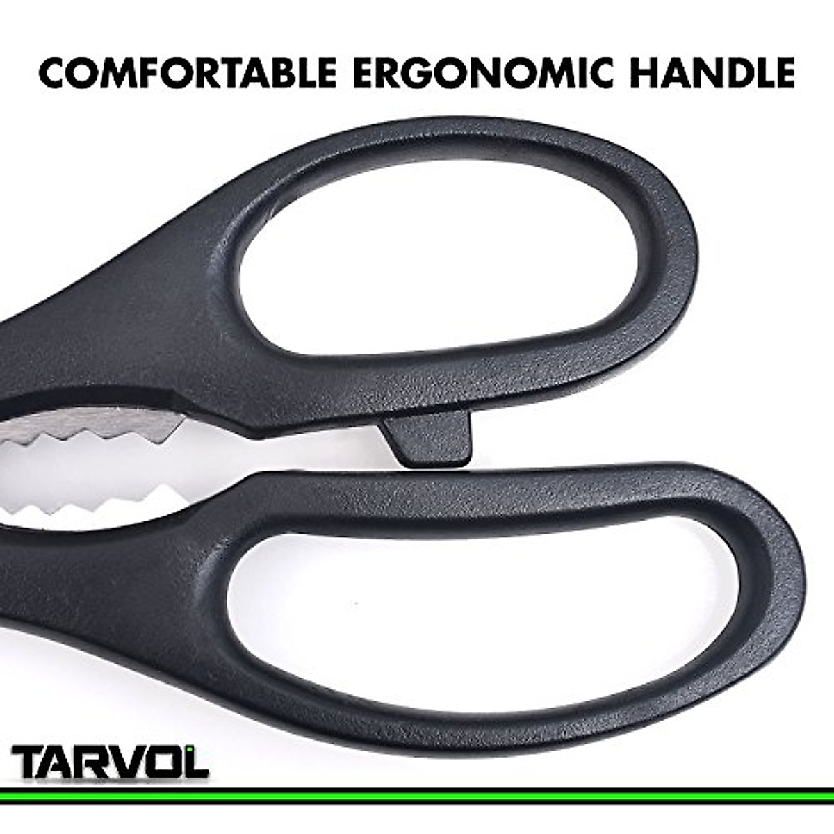 Multi-Purpose Kitchen Shears (Smooth Cutting Technology) 8" Stainless Steel Cooking Scissors w/Nut Cracker Handle - Incredibly Sharp - Perfect for Cutting Meat, Herbs, Vegetables, Poultry, and Nuts