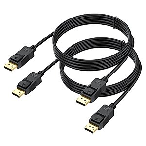 UVOOI DisplayPort to DisplayPort Cable 6FT 2-Pack, Display Port Cable 1440p@144Hz/165Hz, 4K@60Hz (Gold Plated DP to DP Cable) for Monitor, Computer, Laptop, PC, Graphics Card