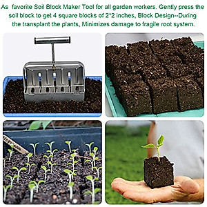 FLOLXNB Soil Blocker, Upgraded 2 inch Soil Block Maker with 12Pcs of Seed Pins, Soil Blocking Tool for Outdoor Garden Send Plants, Silver