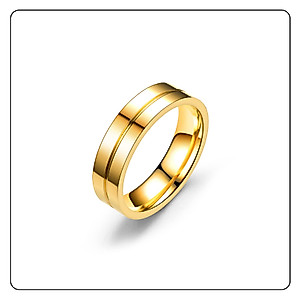 Fusamk Fashion 18K Gold Stainless Steel Crystal Band Rings(Gold(12))