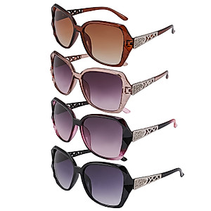 DragonflyDreams 4 Pcs Women Large Sunglasses, UV 400 Glasses Oversized Sunglasses Classic Trend Ladies Sunglasses Sparkling Large Frame Sunglasses for Women