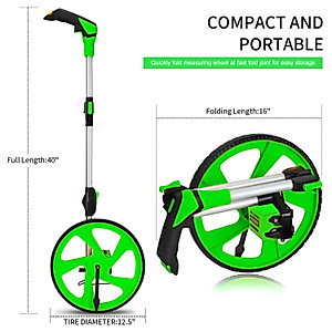 Zozen Measuring wheel, Distance measuring wheel in feet, Wheel Measuring Tool, Rolling Measurement Wheel, Collapsible with Backpack [Up To 10,000Ft]|12’’ Diameter Wheel - Adapt to various roads.