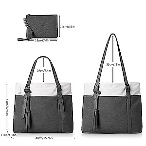 Tote Bag with Zipper for Women,Laptop Tote Purse with Cup Holder & Compartments for Work Travel Nurse Teacher College,Bolso para Mujer,Canvas,Gray