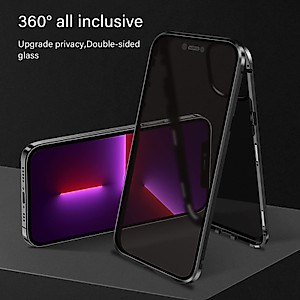 Privacy Magnetic Case for iPhone 13 Pro Max, ZHIKE Anti Peeping Privacy Magnetic Phone Case, Double-Sided Privacy Screen Protector Clear Back Metal Bumper Confidential Case (Black)
