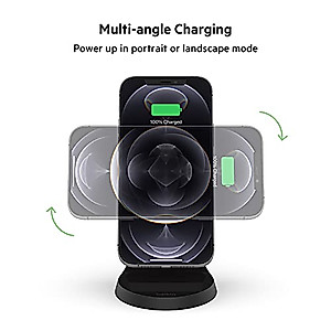 Belkin Magnetic Wireless Charger Stand - MagSafe Charger Compatible - Magnetic iPhone Charger - Wireless Charger - Works w/ Apple iPhone 14, iPhone 13 & iPhone 12 - Power Supply Not Included - Black