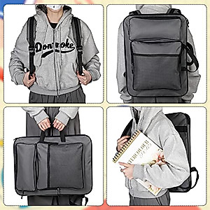 2 Pcs Art Portfolio Case, Art Portfolio Bag 16 x 18 Inch, Art Bag Organizer Backpack with Handle for Kids Artwork Children Drawing Lesson, Sketchbook Drawing Pencil Case Poster Board Project, Gray