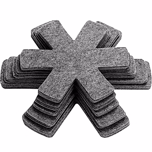 40 Pcs Pot and Pan Protectors, 5 Different Sizes Cookware Protector Pot Dividers Stacking Separators Pads for Protecting and Separating Pots and Pans, Gray